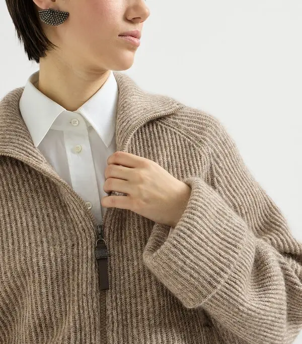 Brunello Cucinelli Sparkling Rib-knit Cardigan