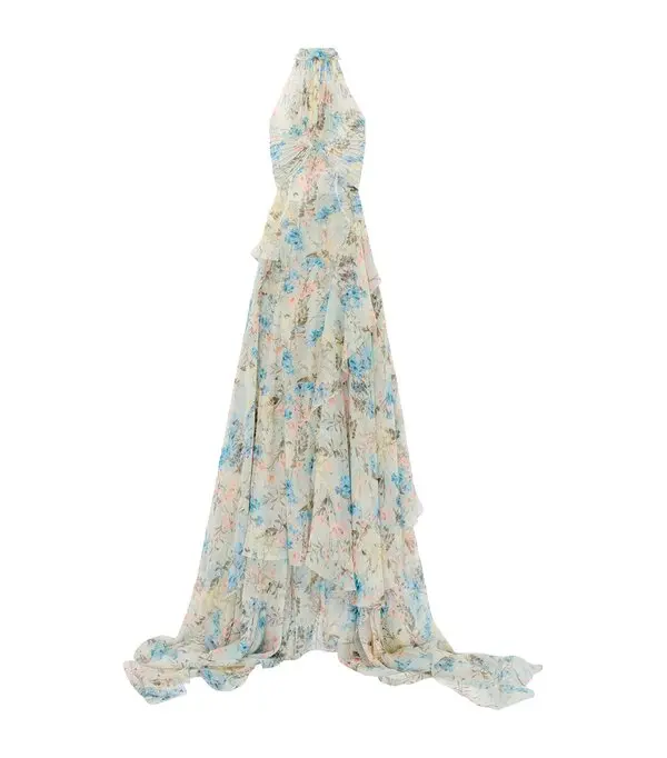 Alexander McQueen Silk Floral Maxi Dress - Green