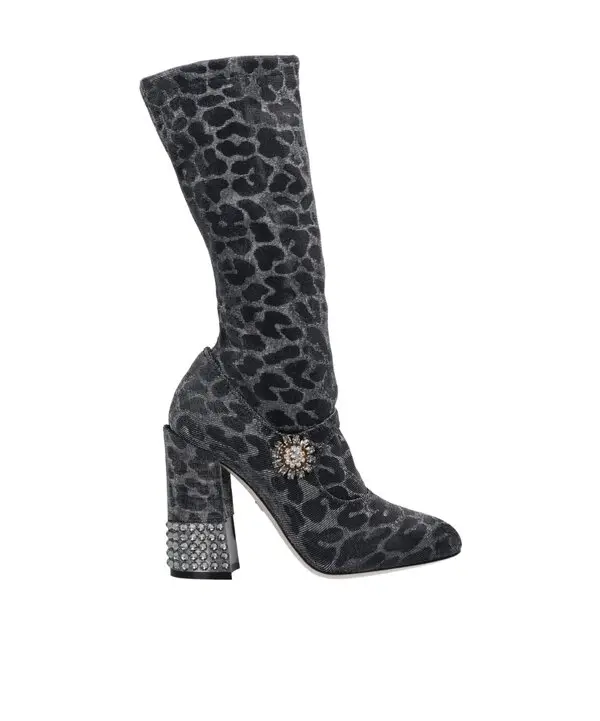 Dolce & Gabbana Leopard Print Block Heel Ankle Boots
