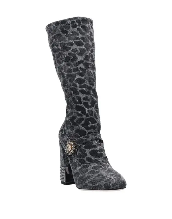 Dolce & Gabbana Leopard Print Block Heel Ankle Boots