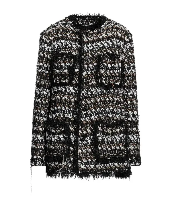 Dolce & Gabbana Colorful Single-breasted Wool Coat - Black