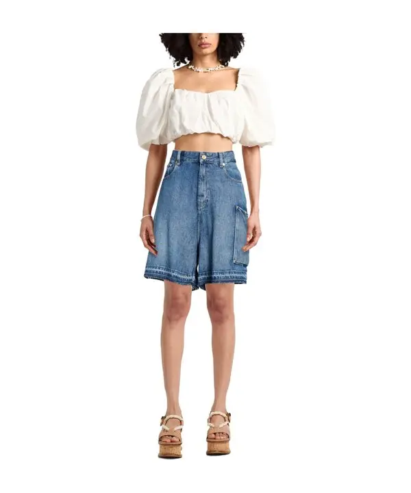 GANNI Light-colored Denim Work Shorts