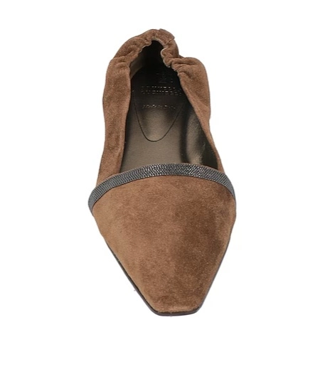 Brunello Cucinelli Square Toe Suede Ballet Flats