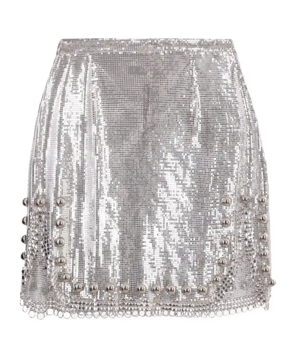 Rabanne Metallic Effect High Waist Skirt