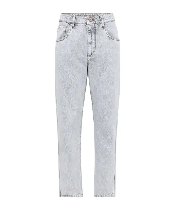 Brunello Cucinelli Logo Patch Straight Leg Jeans