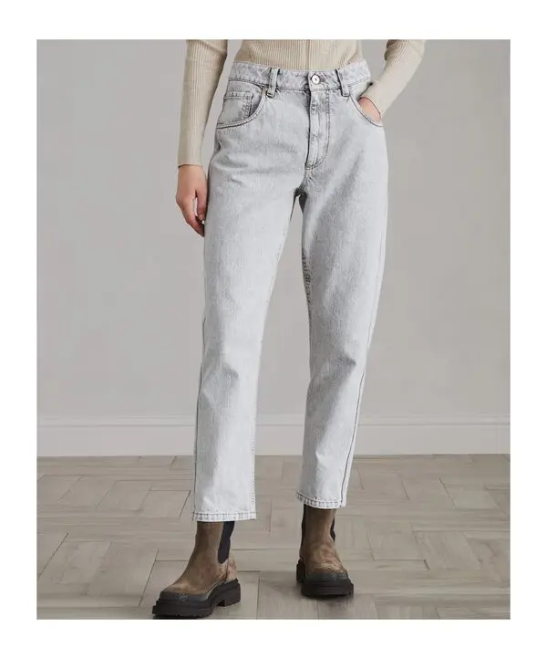 Brunello Cucinelli Logo Patch Straight Leg Jeans