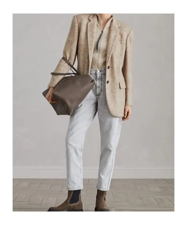 Brunello Cucinelli Logo Patch Straight Leg Jeans