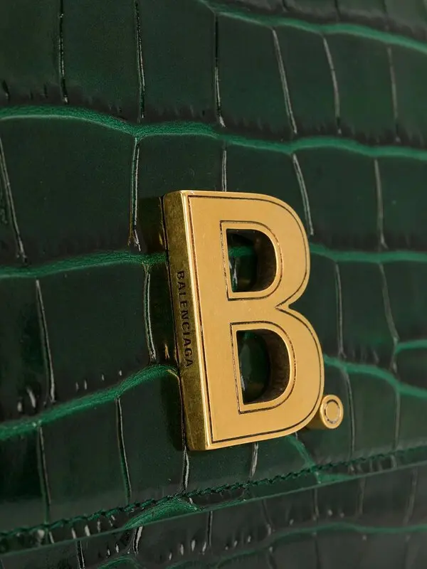Balenciaga Logo Plaque Crocodile Effect Crossbody Bag
