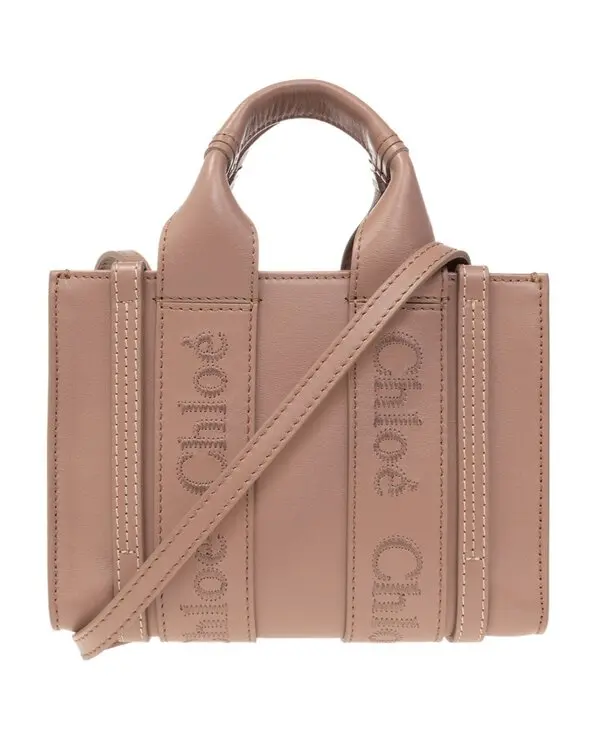 Chloé Mini Woody Leather Tote Bag - Nude