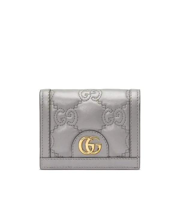 Gucci Embossed-logo Leather Wallet - Gray