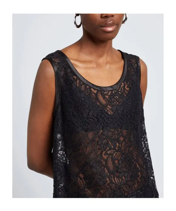 Dolce & Gabbana Printed Lace Sleeveless Top