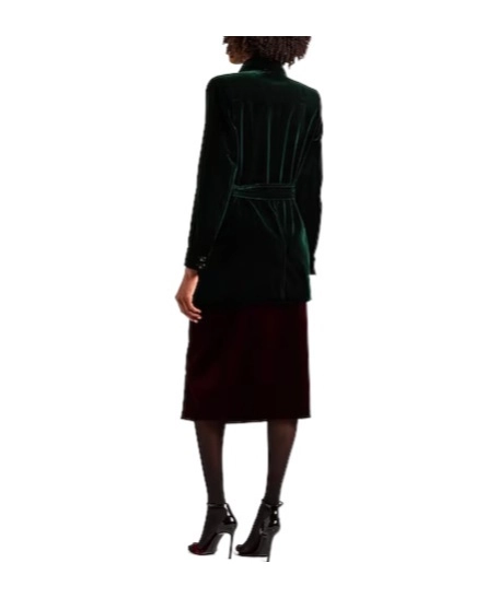 Saint Laurent Velvet Long-sleeve Blazer With Belt