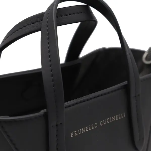 Brunello Cucinelli Bc Duo Logo Embossed Mini Tote Bag