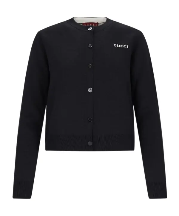 Gucci Logo Intarsia-knit Cardigan