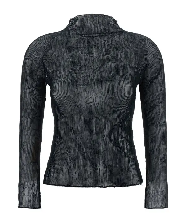 Issey Miyake Chiffon Knotted Pullover - Black