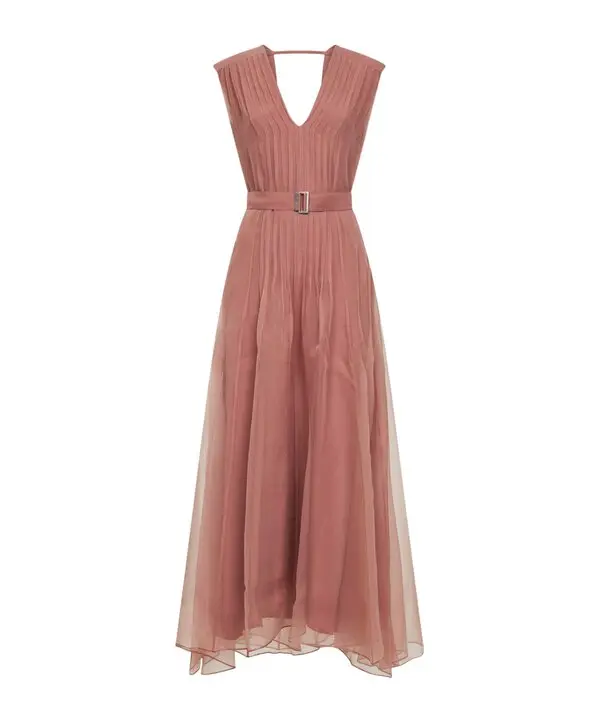 Brunello Cucinelli Pleated Sleeveless Dress