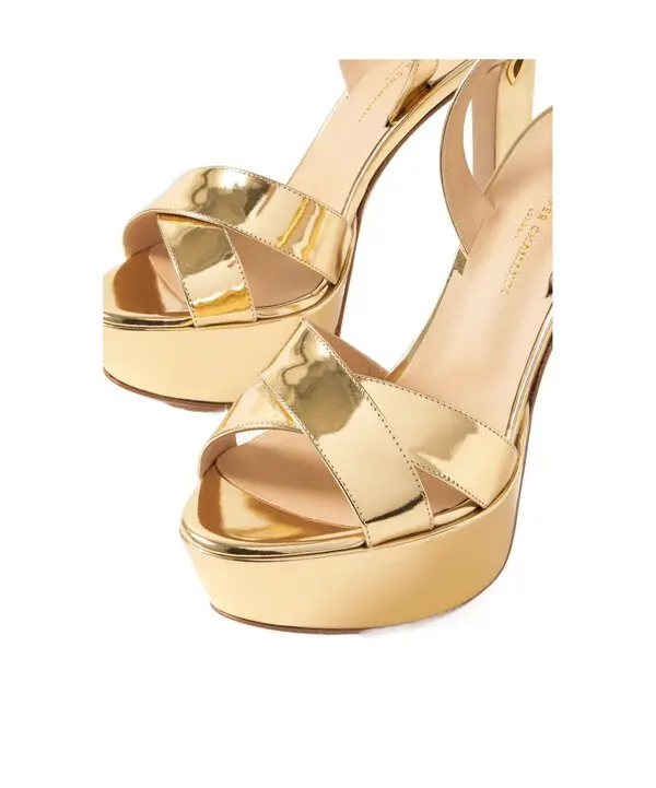 Jennifer Chamandi Metallic Leather Platform Slingback Sandals