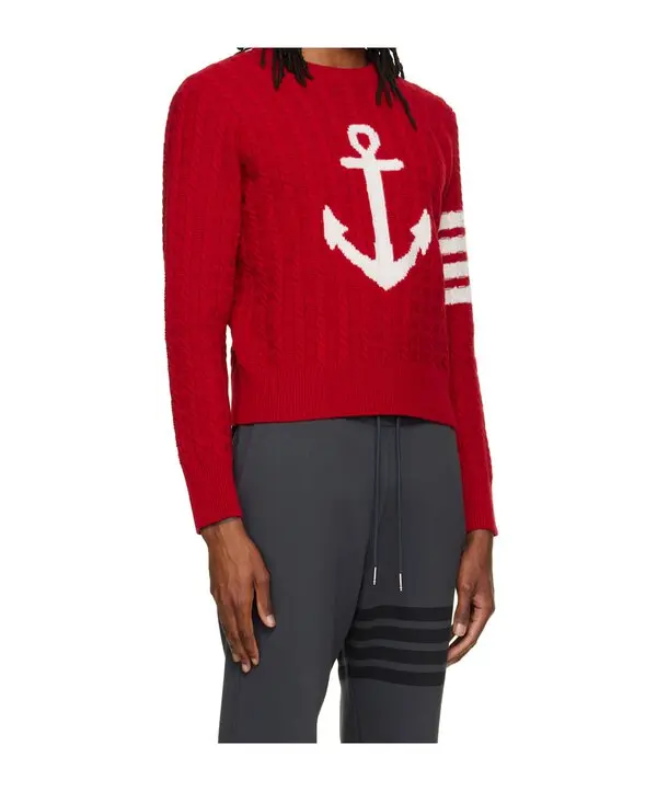 Thom Browne Merino Wool 4-bar Intarsia Anchor Sweater
