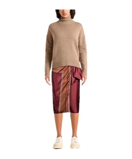 Max Mara Satin Tiewaist Midi Skirt
