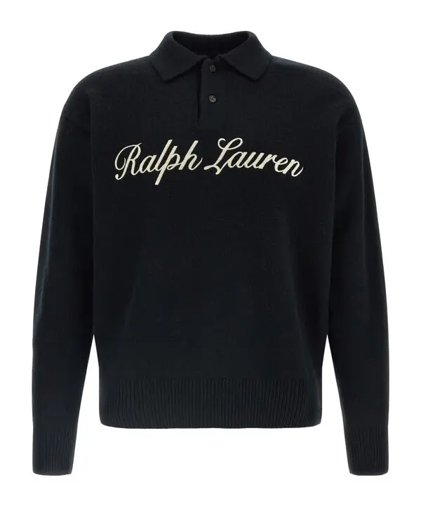 Ralph Lauren Long-sleeve Knitted Polo Shirt - Black