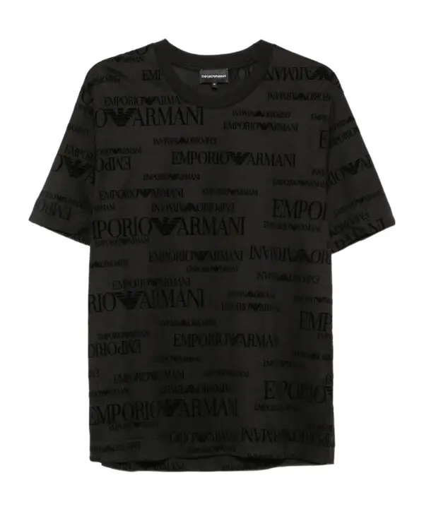 Emporio Armani All-over Logo T-shirt - Black