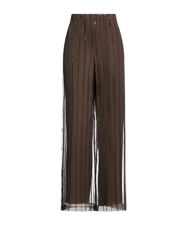 Brunello Cucinelli Embellished Wide-leg Trousers