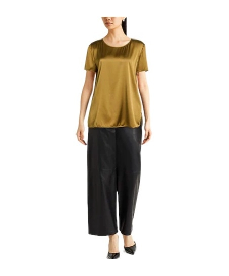 Max Mara Solidcolor Satin Shortsleeve Top