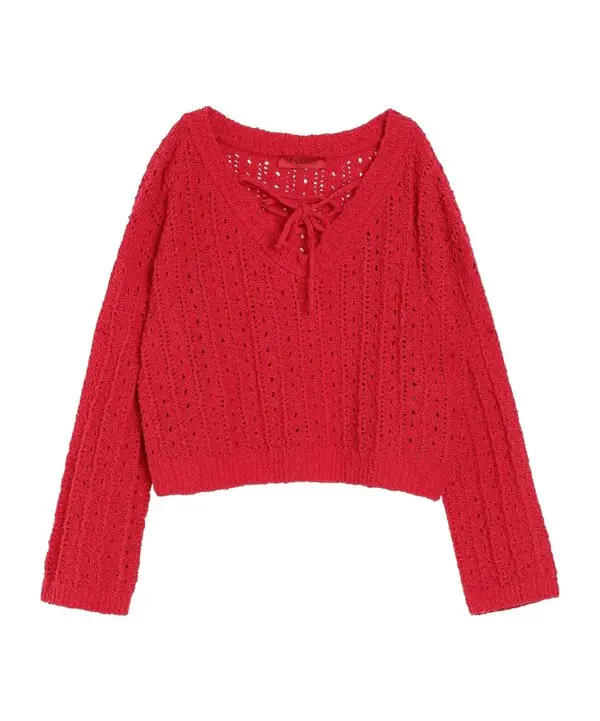 MAXCO. Solid-color Lightweight Knit Long Sleeves - Red