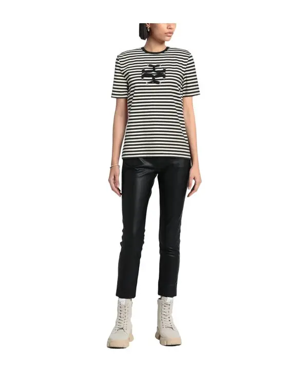 Tory Burch Striped Lace-up T-shirt