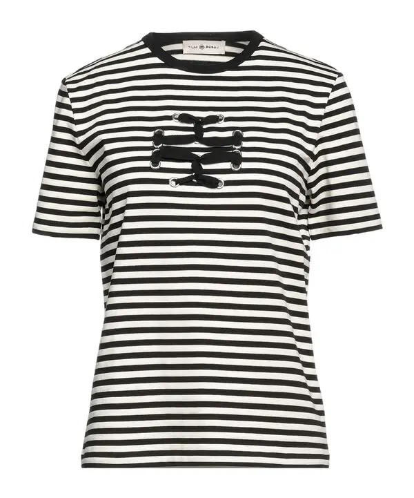 Tory Burch Striped Lace-up T-shirt