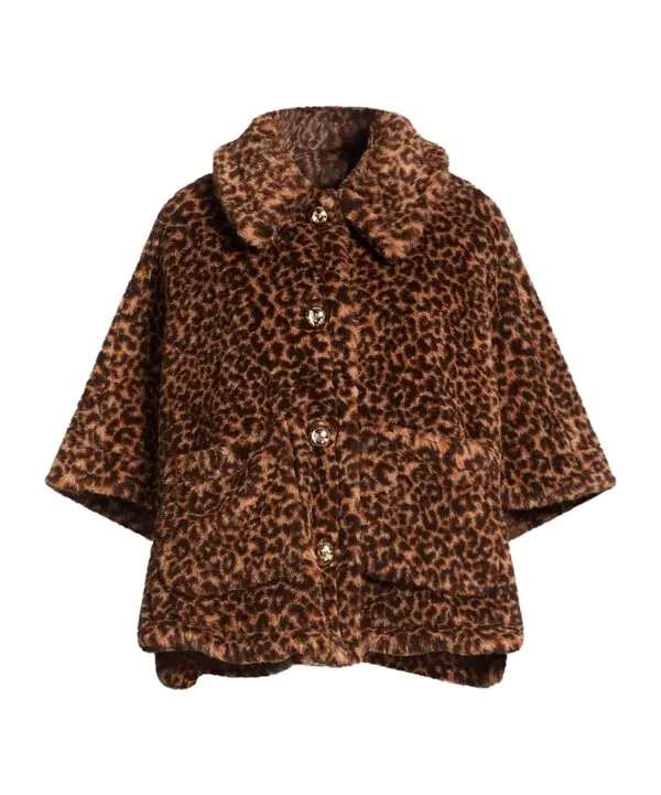 Max Mara Leopardprint Cape Coat - Brown