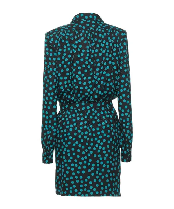 Saint Laurent Polka Dot Long Sleeve Dress