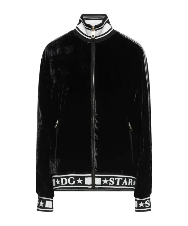 Dolce & Gabbana Solid Color Velvet Long-sleeve Turtleneck Coat