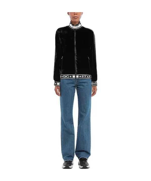 Dolce & Gabbana Solid Color Velvet Long-sleeve Turtleneck Coat