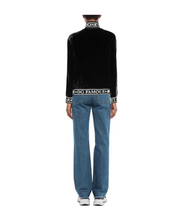 Dolce & Gabbana Solid Color Velvet Long-sleeve Turtleneck Coat