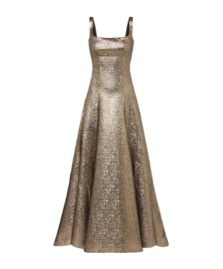 Roland Mouret Square-neck Jacquard Formal Dress - Gold