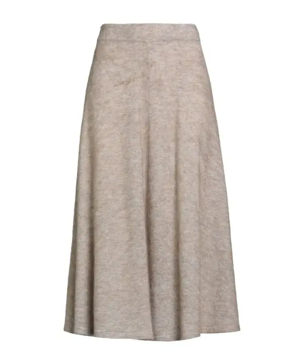 Brunello Cucinelli Flannel Flared Midi Skirt - Sand