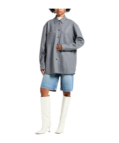 Max Mara Solidcolor Wool Shirt Jacket