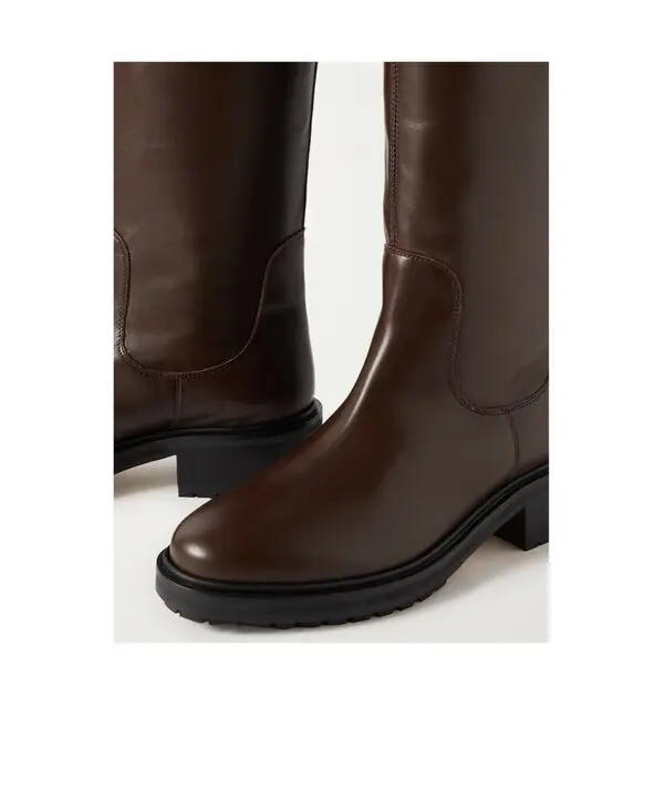 AeydĒ Solid Color Leather Knee Boots
