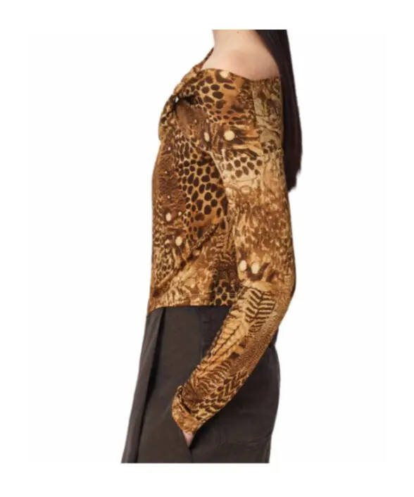 ALLSAINTS Long-sleeved One-shoulder Top With Animal Print