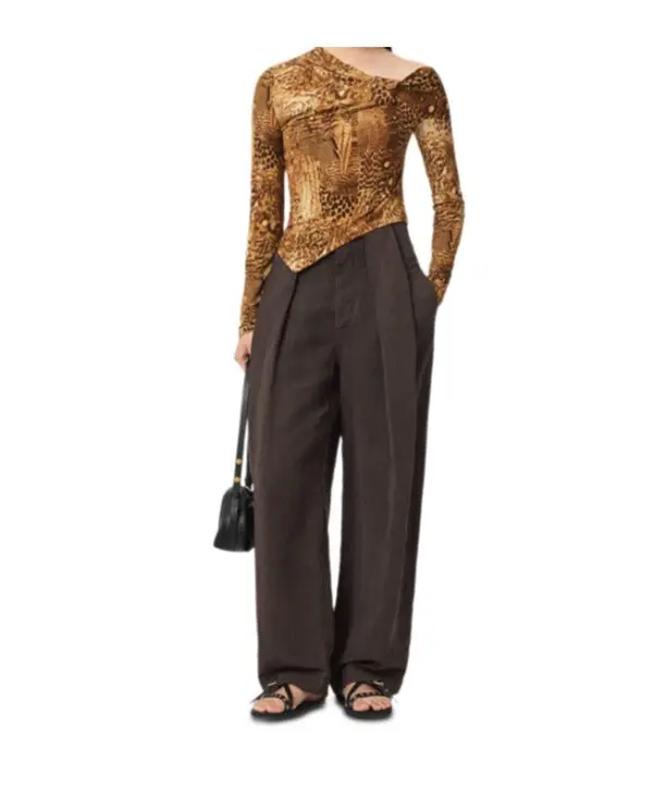 ALLSAINTS Long-sleeved One-shoulder Top With Animal Print