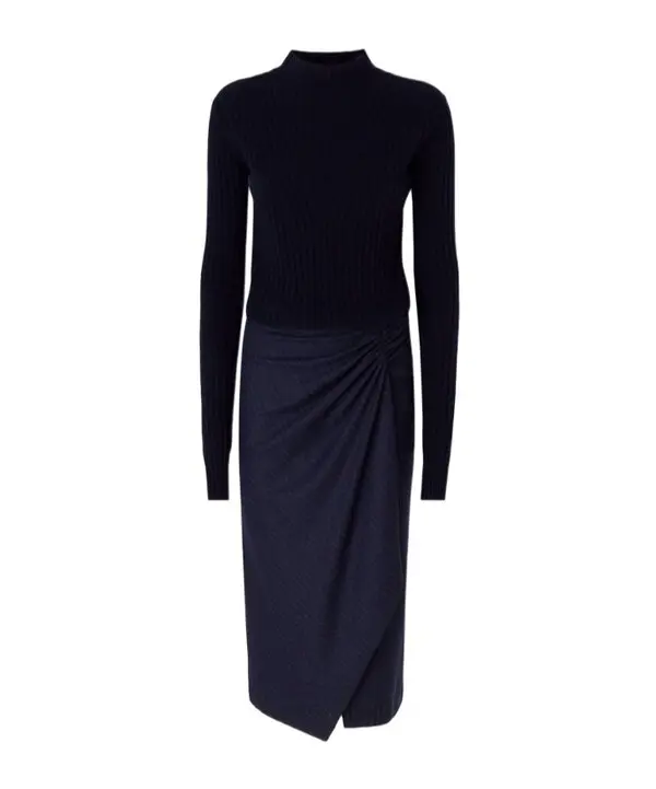 Pinko Ribbed-knit Pinstripe-pattern Dress - Black