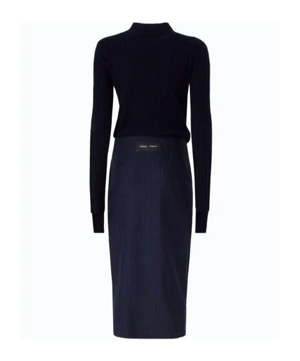 Pinko Ribbed-knit Pinstripe-pattern Dress