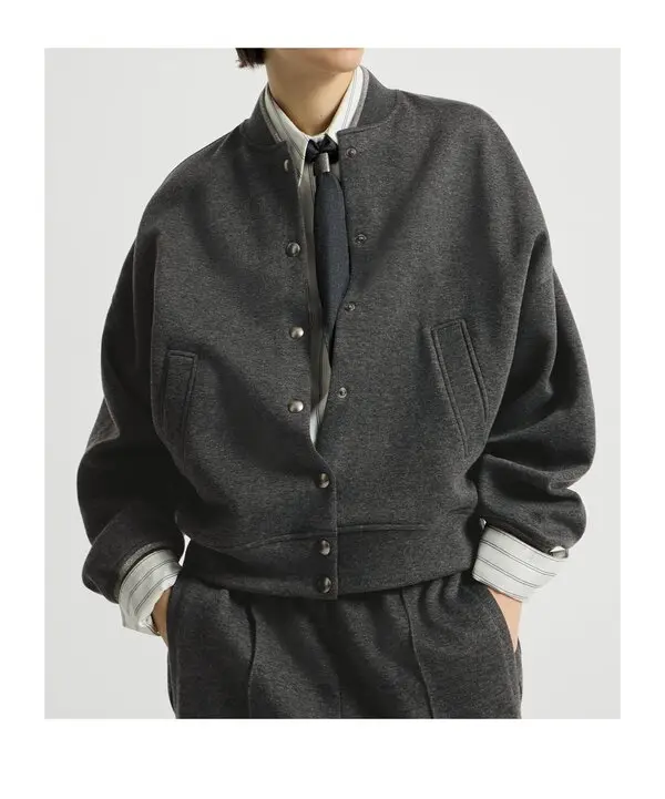 Brunello Cucinelli Techno Cotton And Cashmere Interlock Bomber Jacket