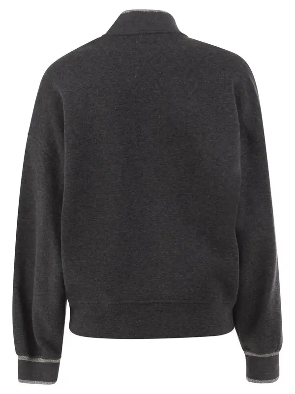Brunello Cucinelli Techno Cotton And Cashmere Interlock Bomber Jacket - Anthracite