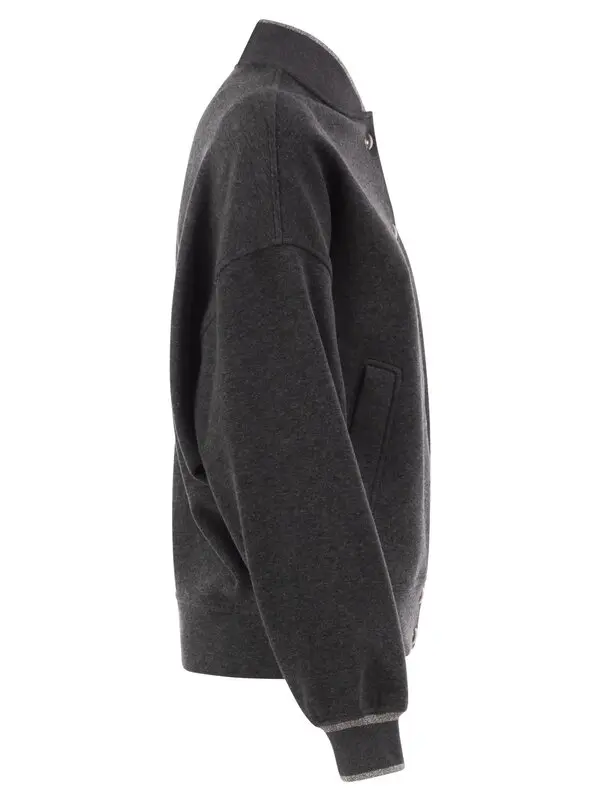 Brunello Cucinelli Techno Cotton And Cashmere Interlock Bomber Jacket - Anthracite