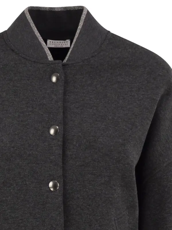 Brunello Cucinelli Techno Cotton And Cashmere Interlock Bomber Jacket - Anthracite