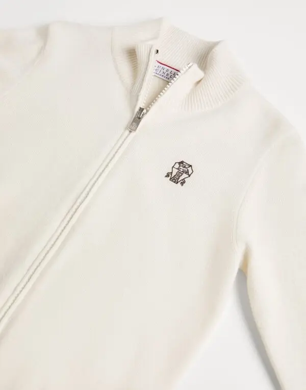 Brunello Cucinelli Embroidered-logo Zip-front Cardigan