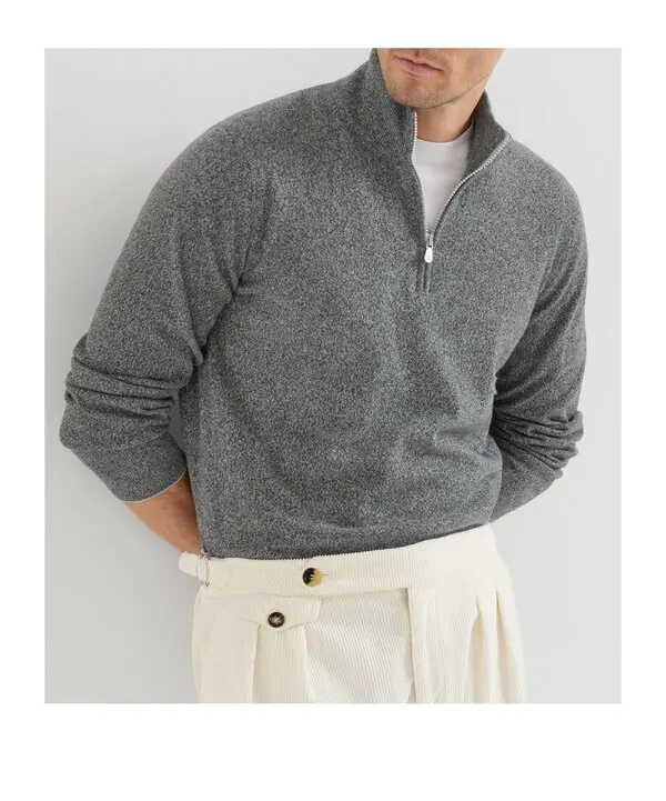 Brunello Cucinelli Mouliné Cashmere Sweater With Half Zip