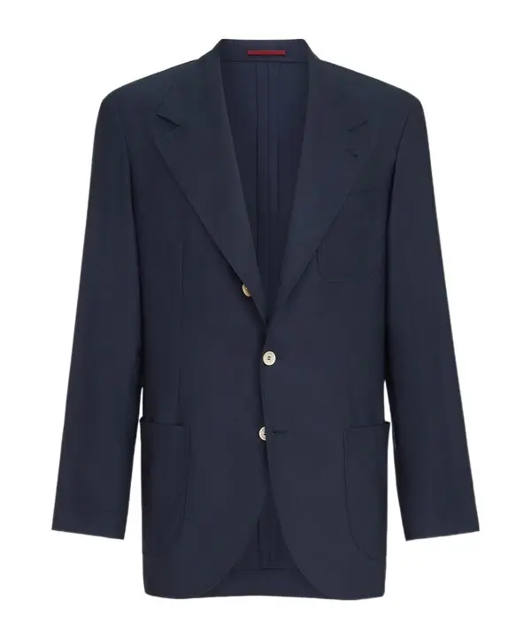 Brunello Cucinelli Cashmere Batavia Deconstructed Blazer With Patch Pockets
